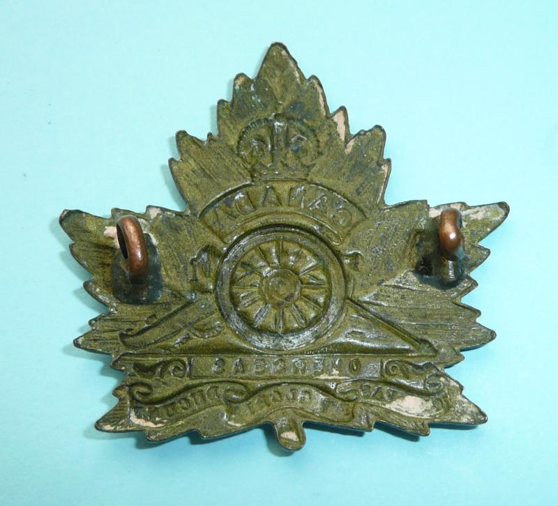 The Quartermaster's Store | WW1 Canadian Artillery Cap Badge on Maple Leaf